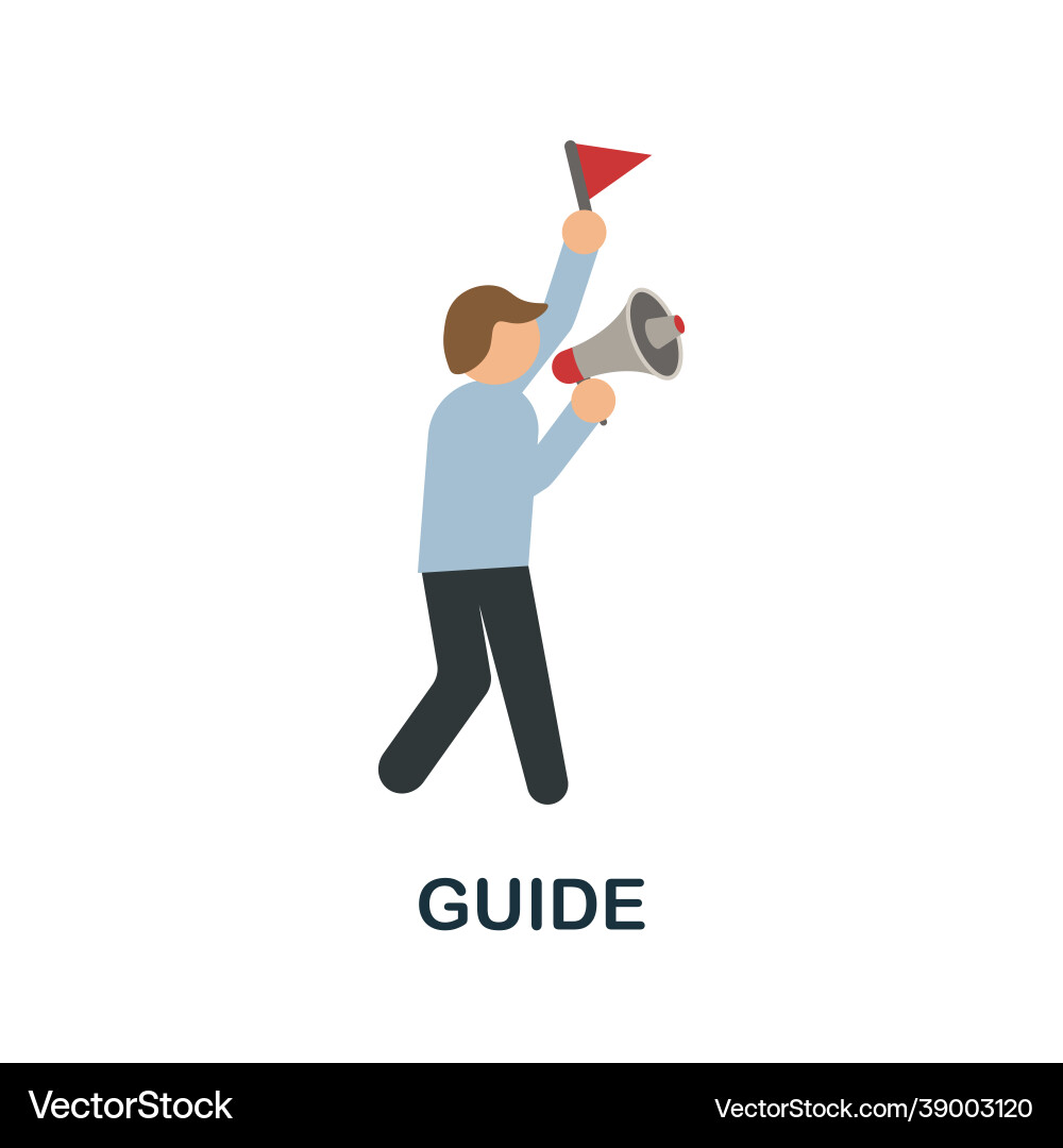 Guide flat icon colored sign from excursions Vector Image