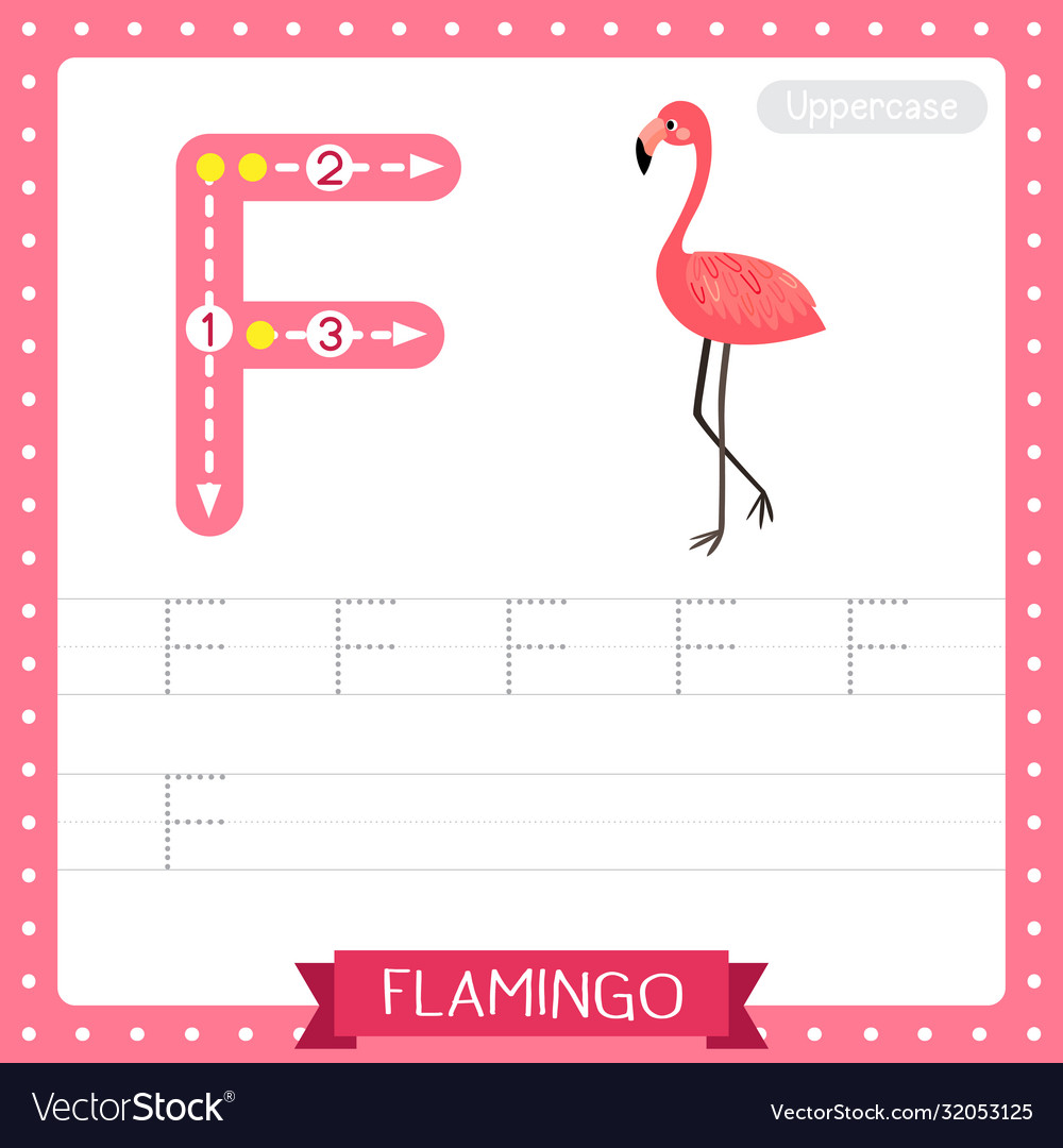 Letter f uppercase tracing practice worksheet Vector Image