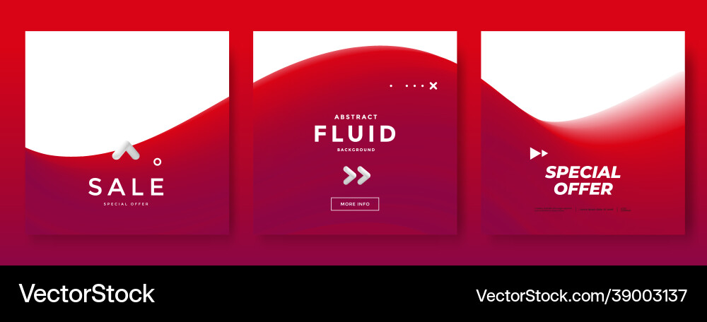 Minimal square banner with red color wave Vector Image