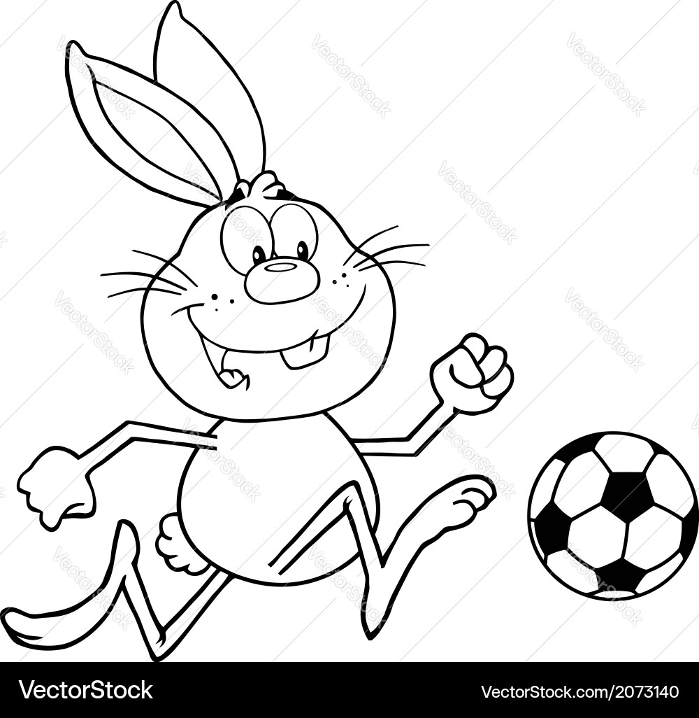 Rabbit playing soccer cartoon Royalty Free Vector Image