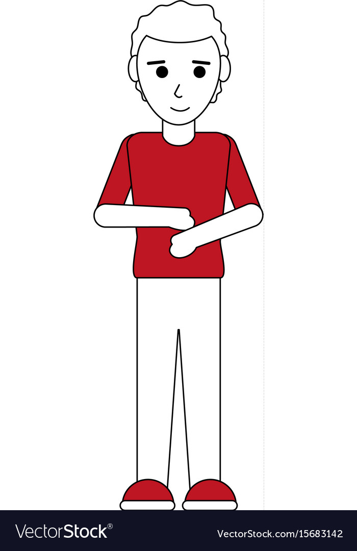 Flat line standing man with clothing over white Vector Image Flat line standing man with clothing over white Vector Image