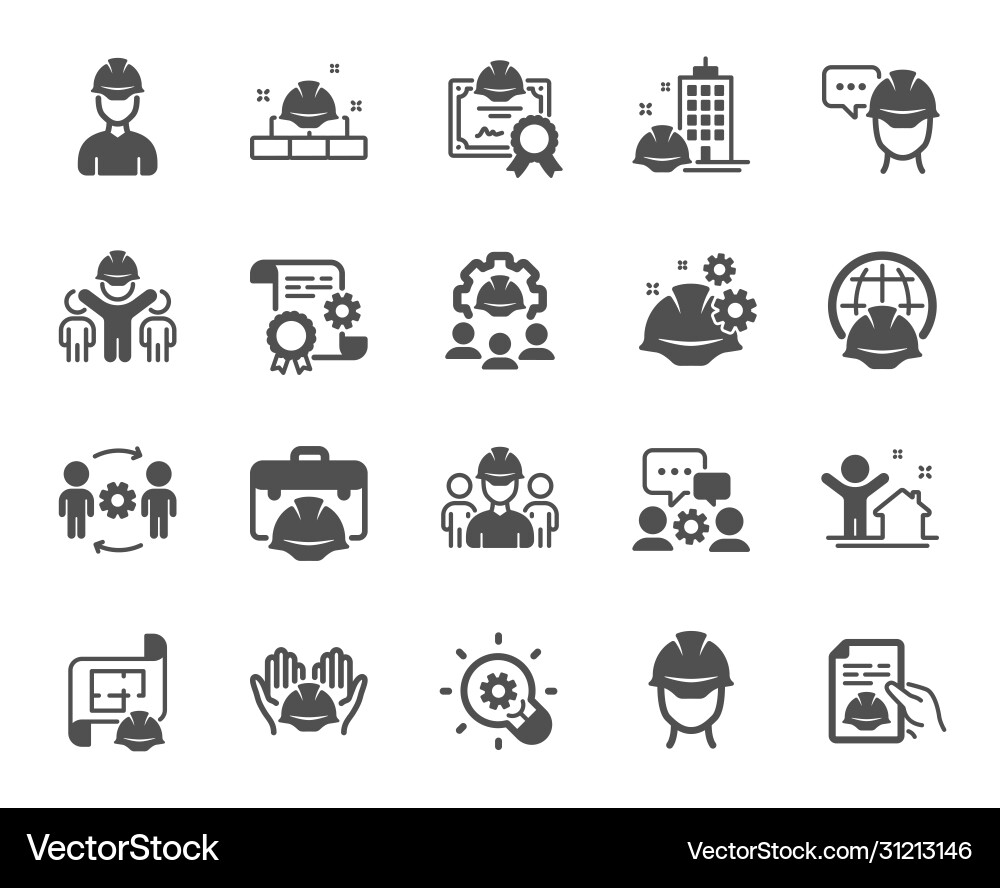 Engineering icons teamwork people and technical Vector Image