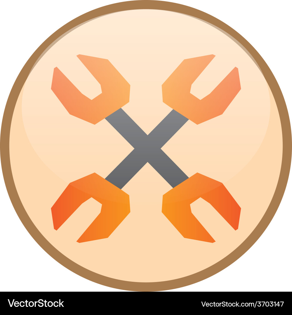 An isolated construction label with a pair wrench Vector Image