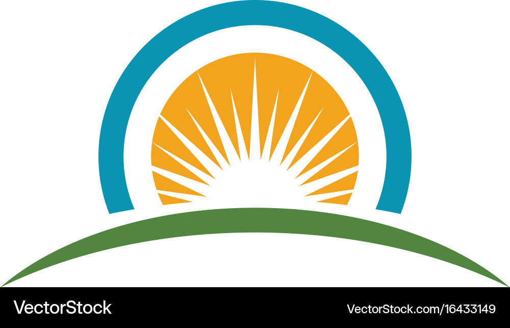 Icon logo template sun over horizon Royalty Free Vector