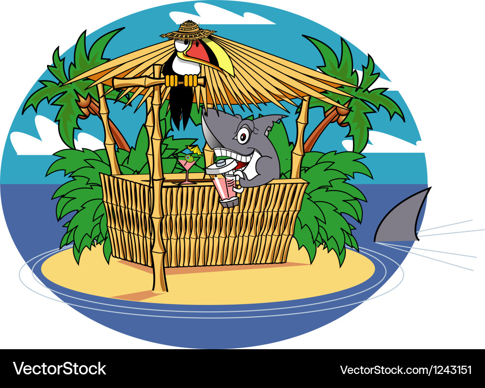 Tiki hut shark Royalty Free Vector Image - VectorStock