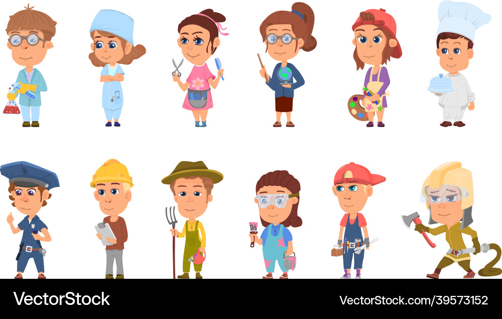 Kids professions cartooning science occupation Vector Image