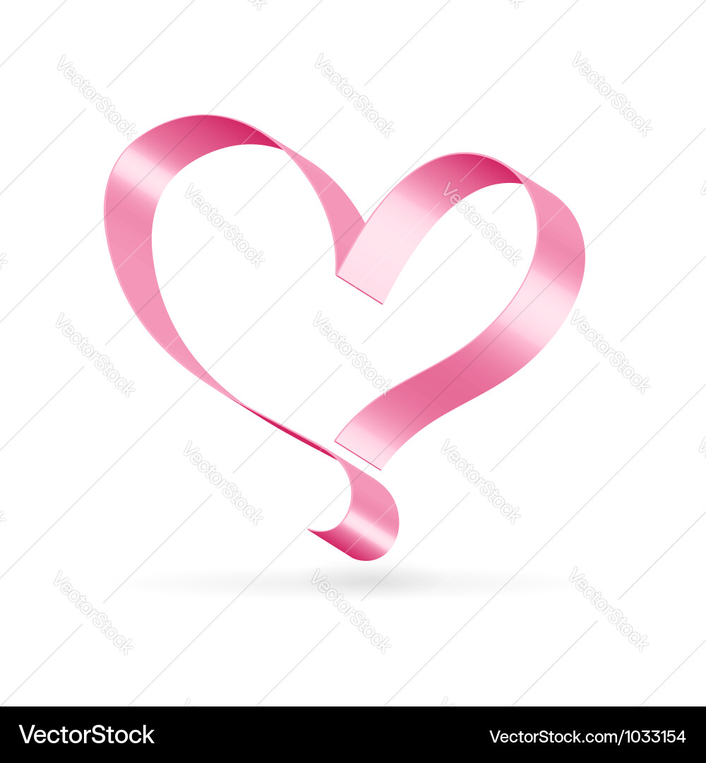Pink ribbon heart symbol Royalty Free Vector Image - VectorStock