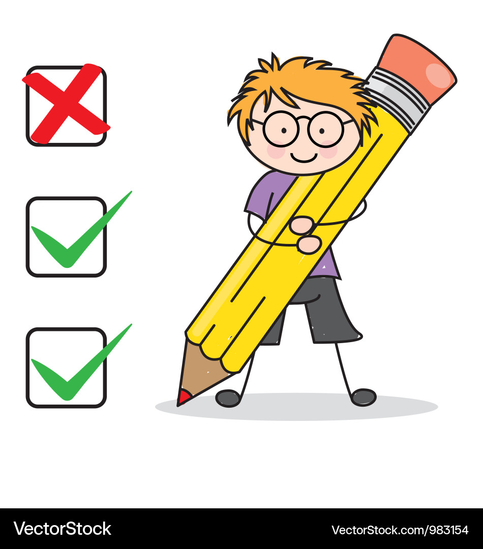 Boy filling a questionnaire Royalty Free Vector Image