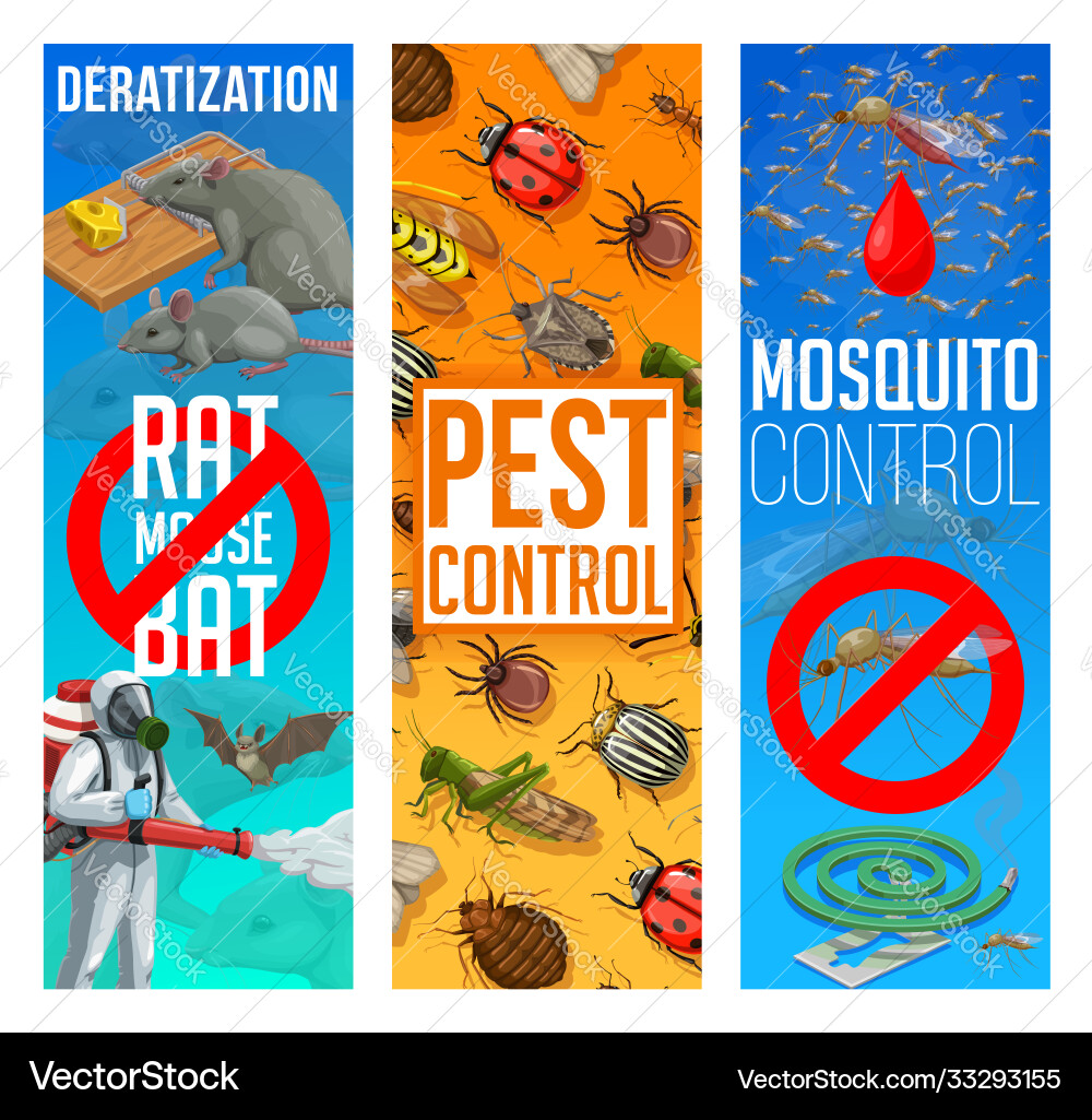 Pest control disinfestation banners set Royalty Free Vector