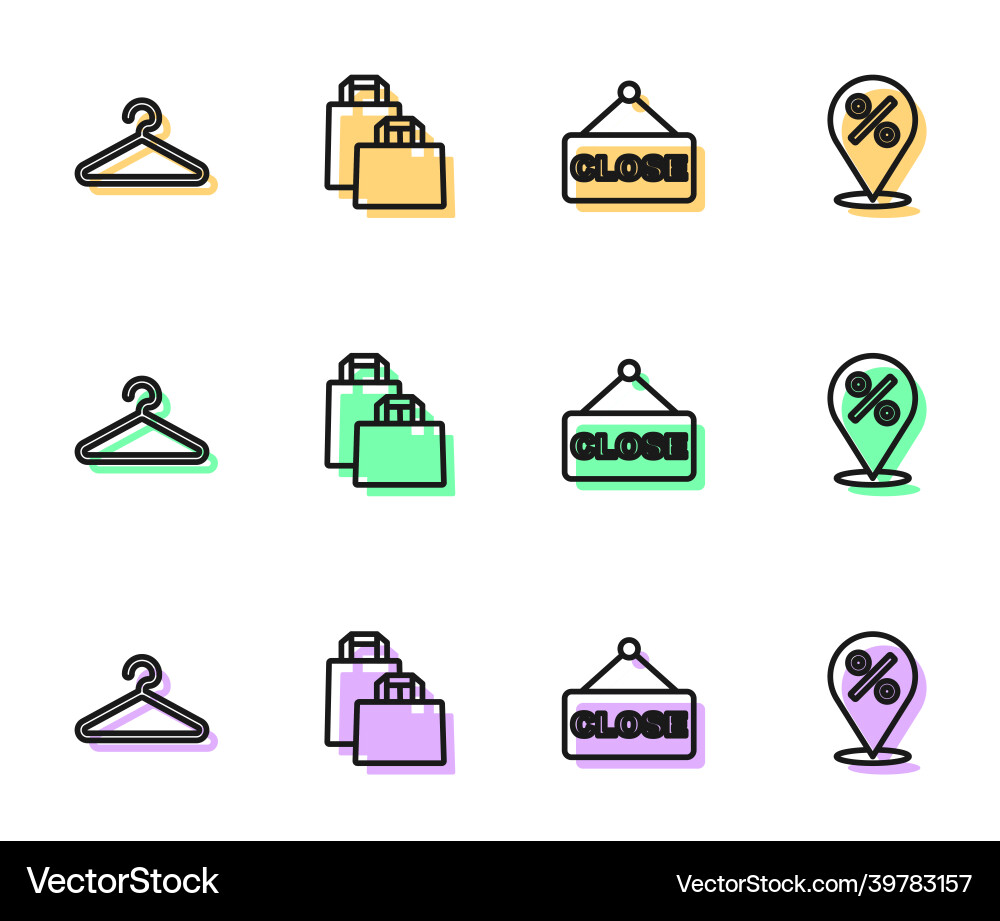 Set line hanging sign with text closed hanger Vector Image
