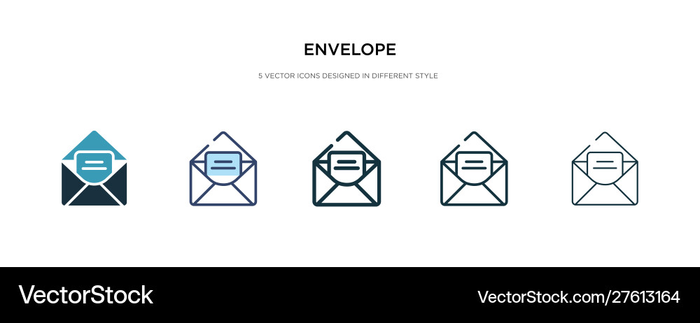Envelope icon in different style two colored Vector Image