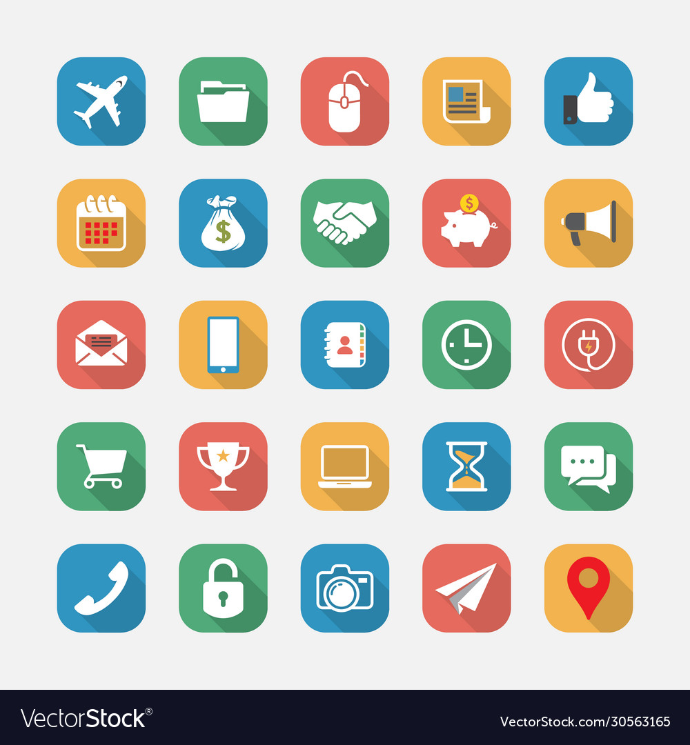 Modern icons set in flat design Royalty Free Vector Image
