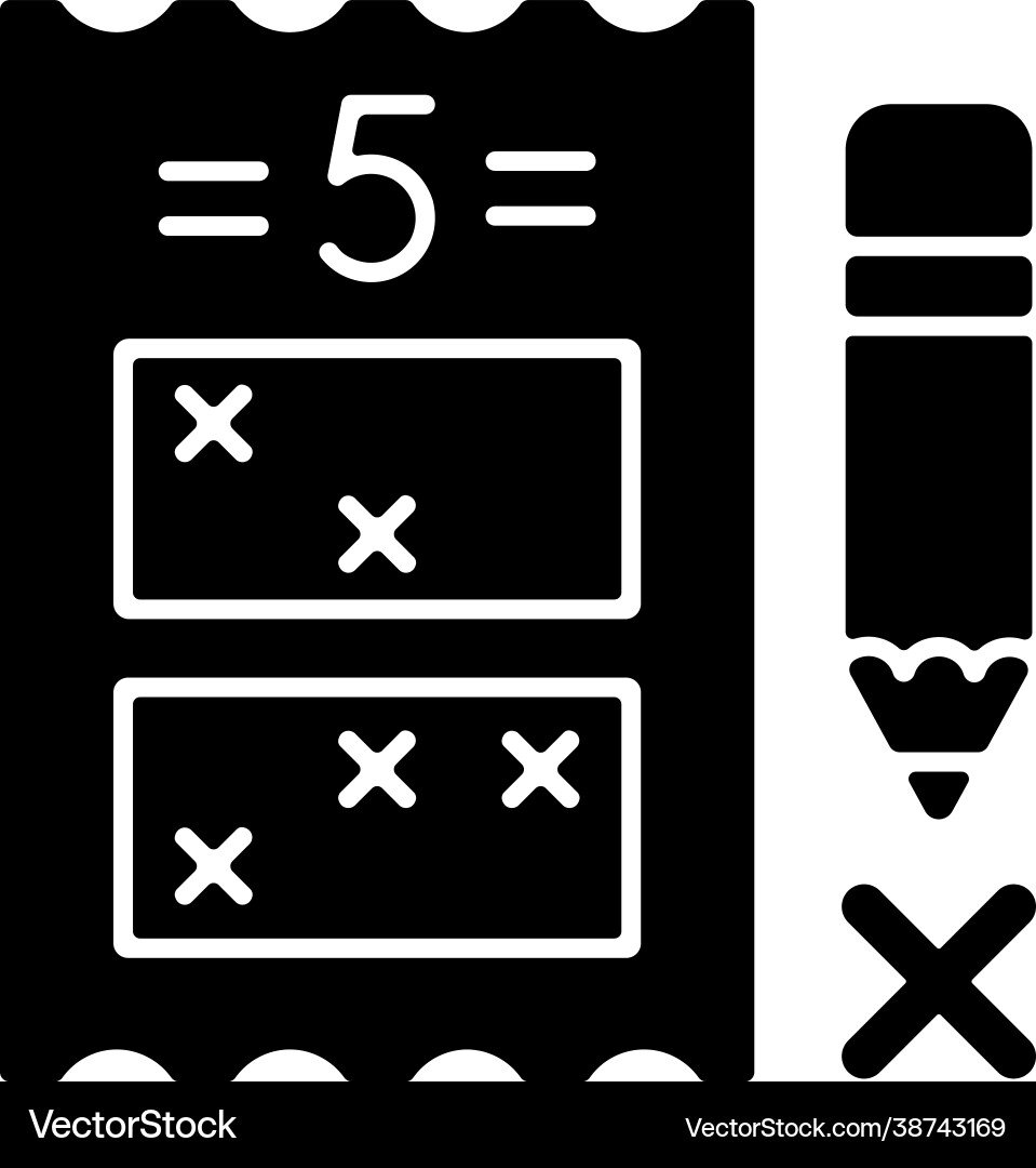 Five digit lottery game black glyph icon Vector Image