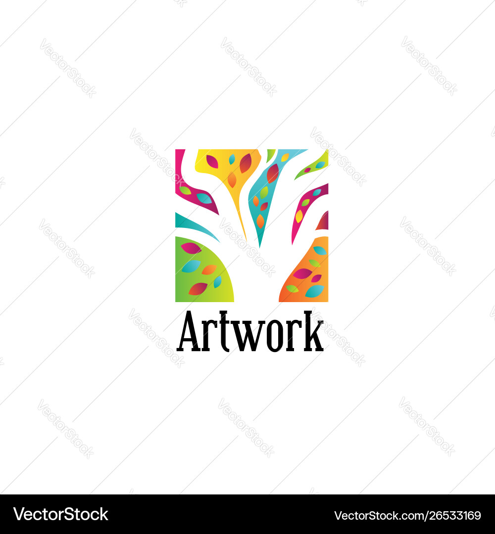Square art painting work logo design Royalty Free Vector