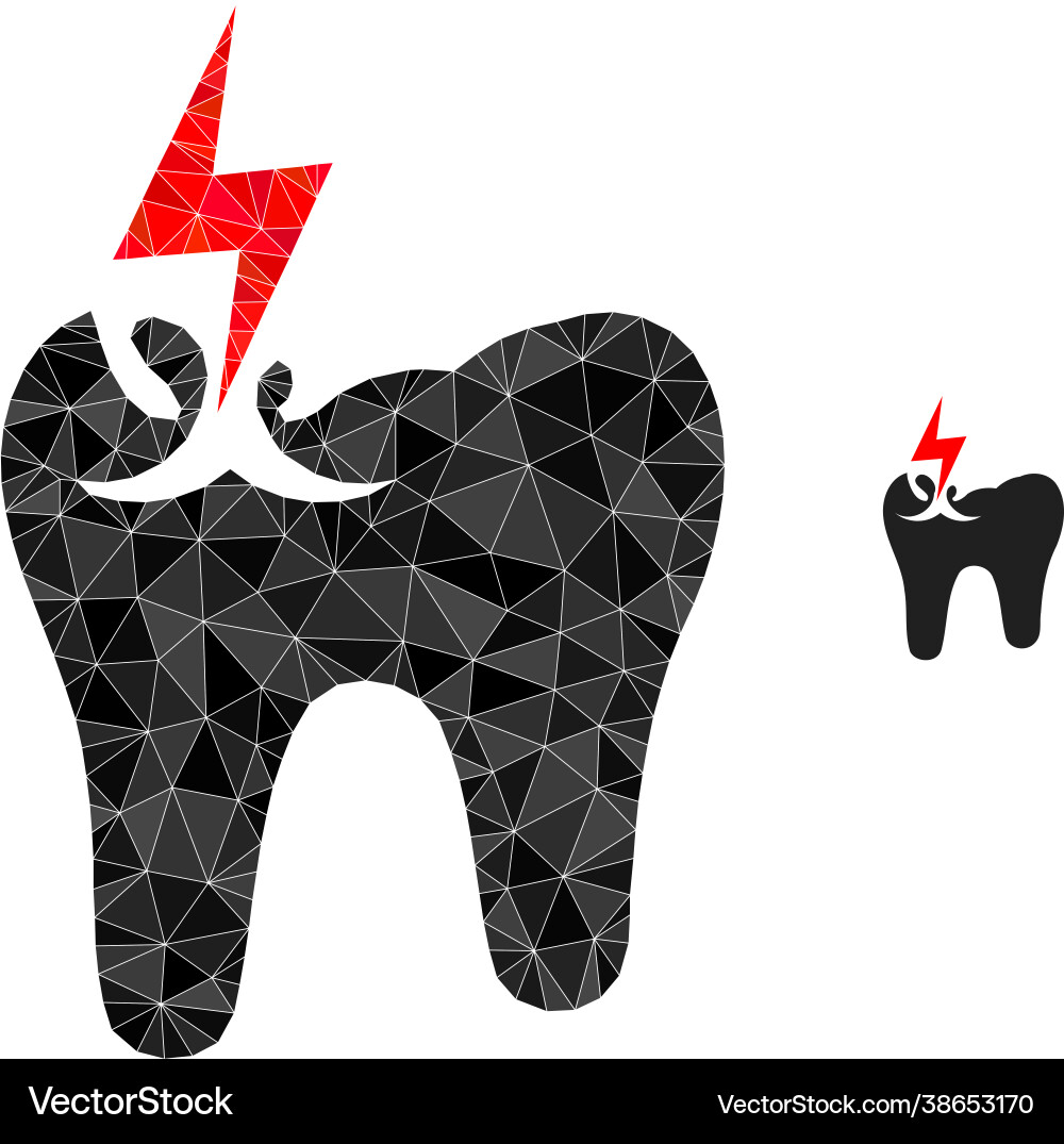 Tooth crash polygonal lowpoly flat icon Royalty Free Vector