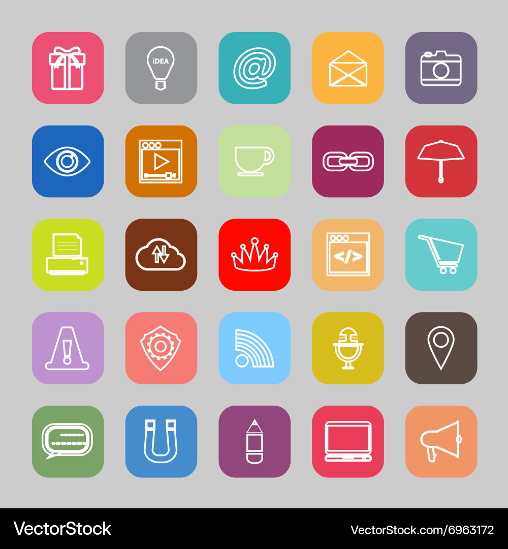 Internet website flat line icons Royalty Free Vector Image