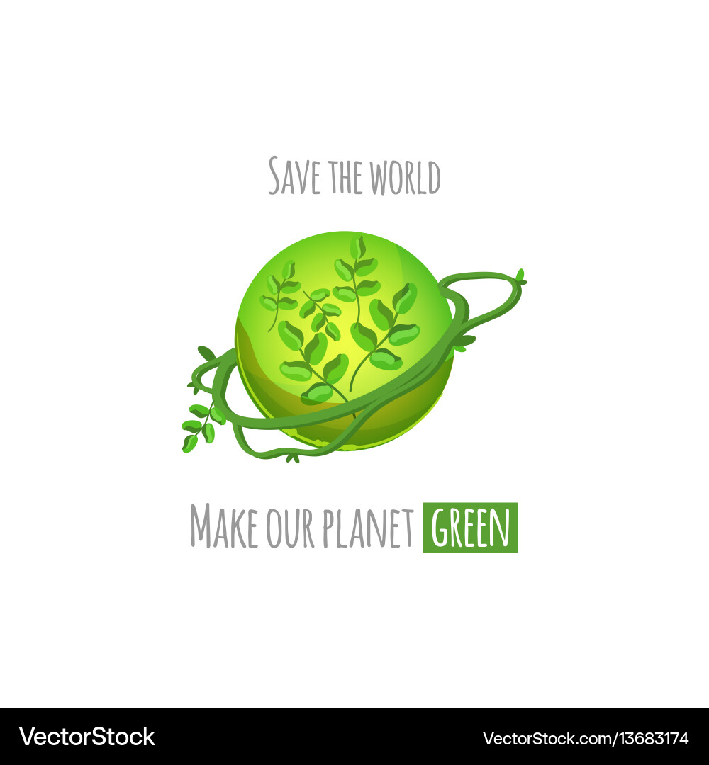 Save world green planet concept Royalty Free Vector Image