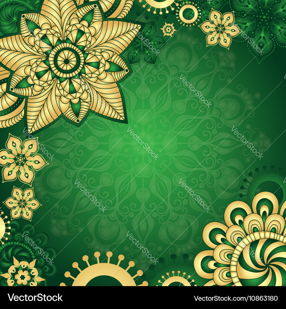 Gold-green vintage frame Royalty Free Vector Image