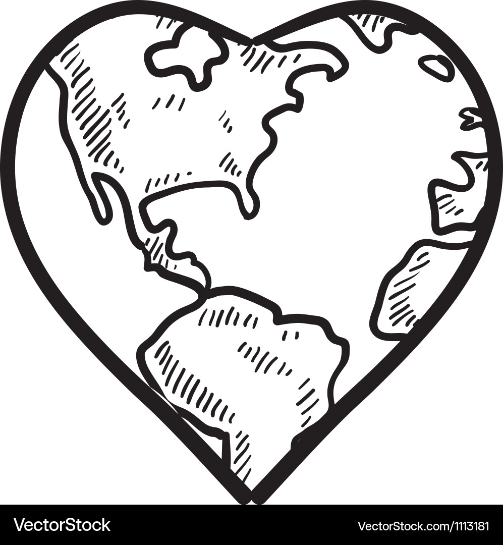 Doodle earth day heart Royalty Free Vector Image