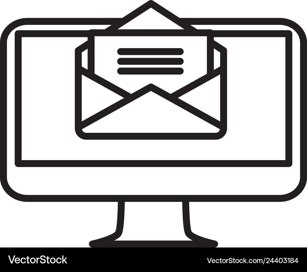 Computer desktop with envelope email Royalty Free Vector