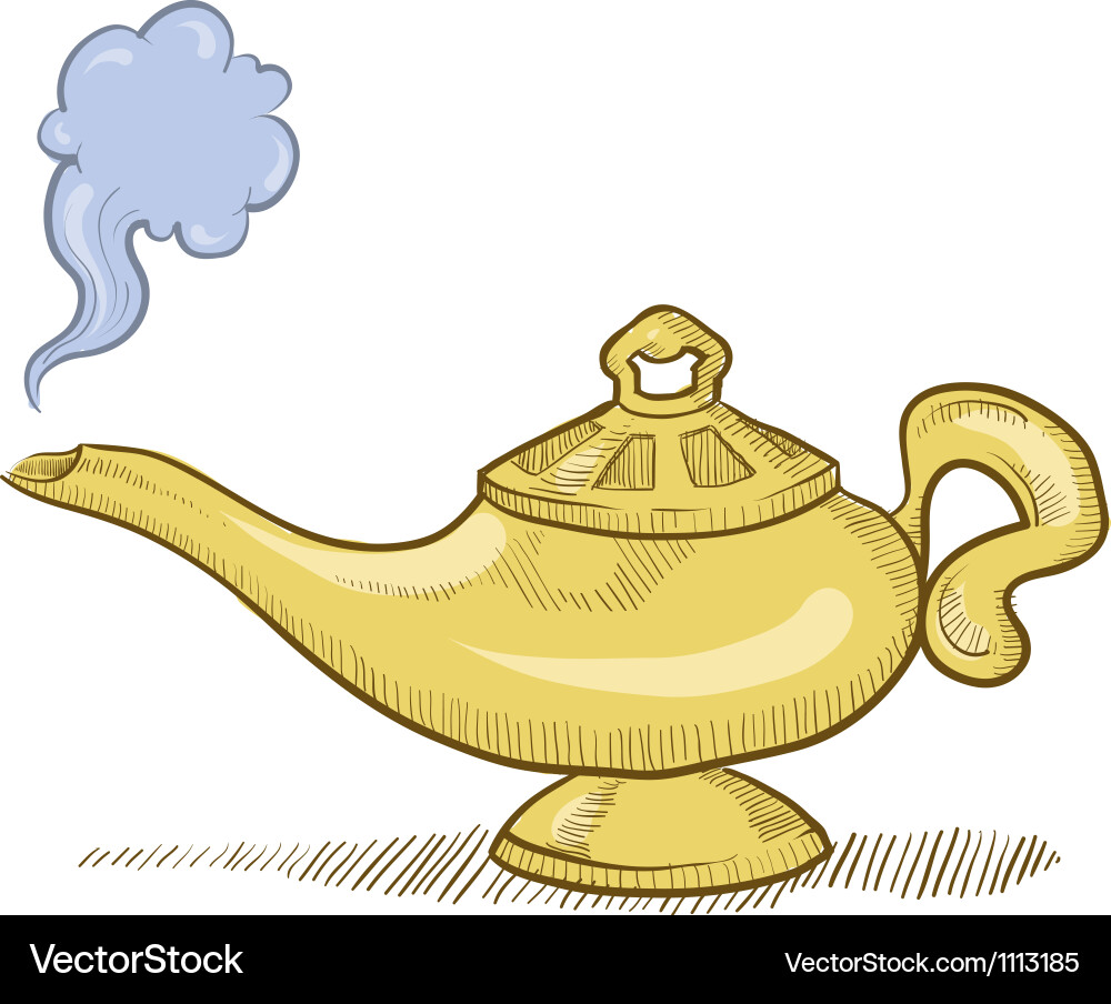 Doodle genie lamp Royalty Free Vector Image - VectorStock