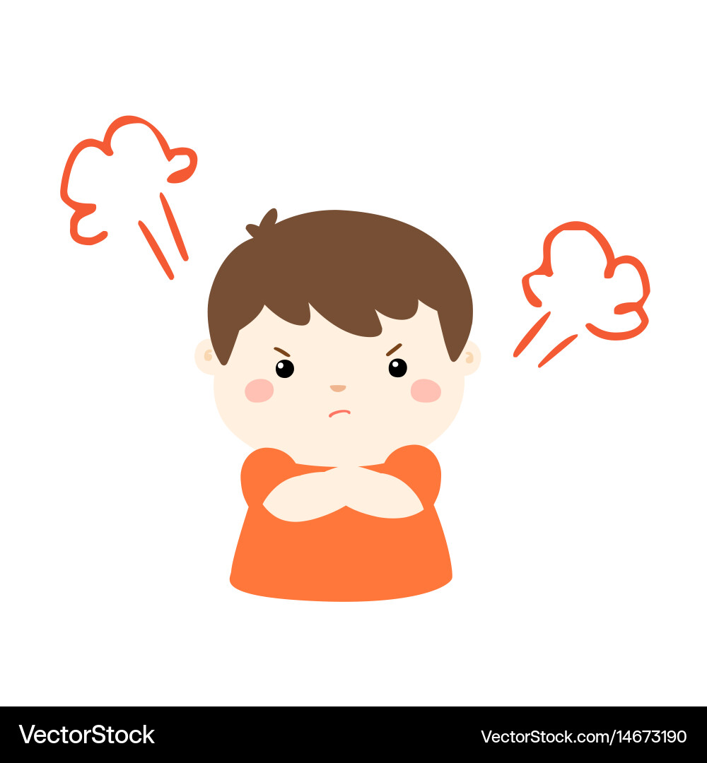 Cute cartoon angry boy character Royalty Free Vector Image
