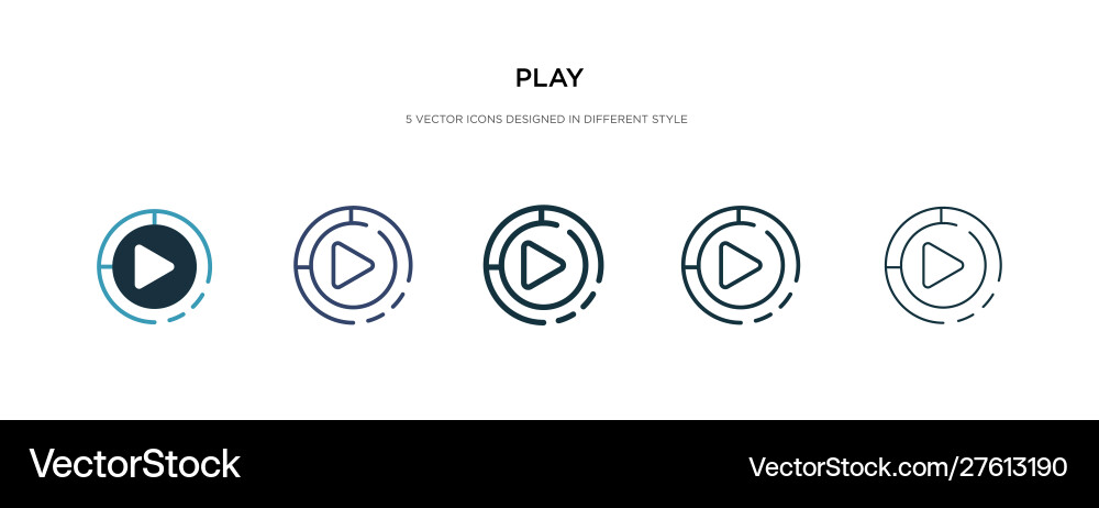 Play icon in different style two colored Vector Image