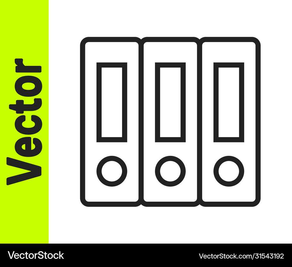 Black line office folders with papers Royalty Free Vector