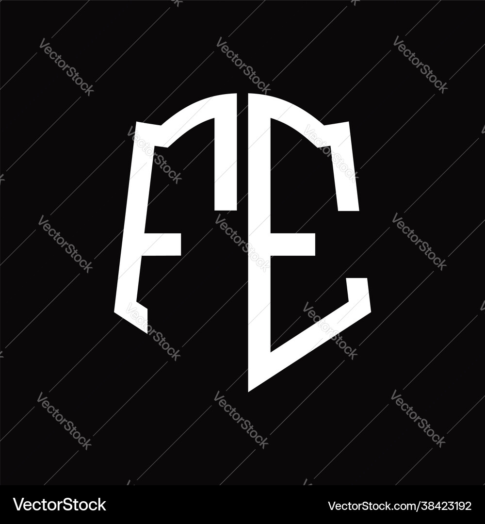 Fe logo monogram with shield shape ribbon design Vector Image