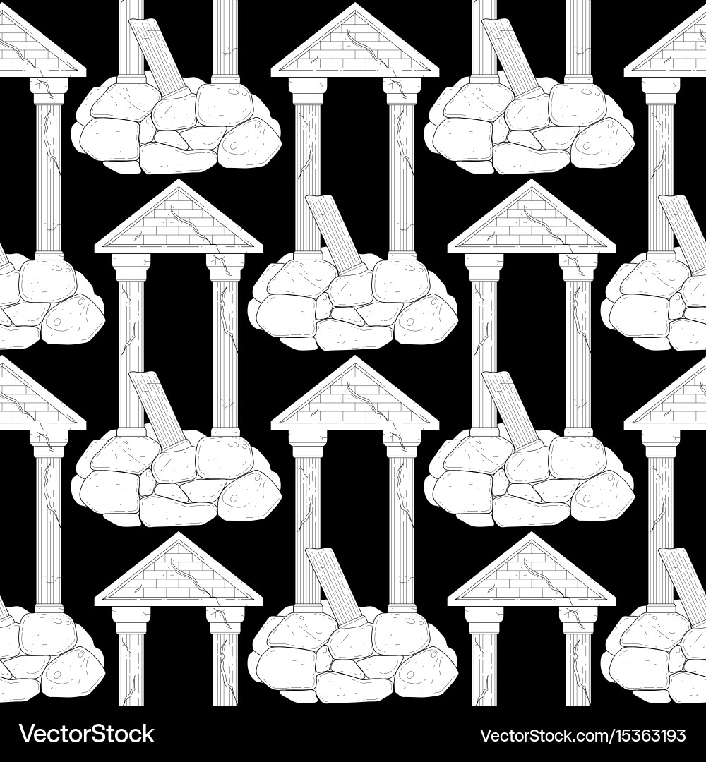 Graphic ruined ancient architecture Royalty Free Vector