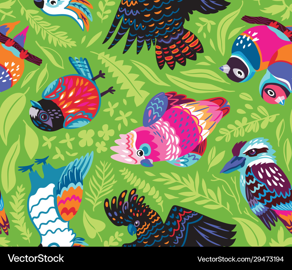 Decorative australian birds seamless pattern Vector Image