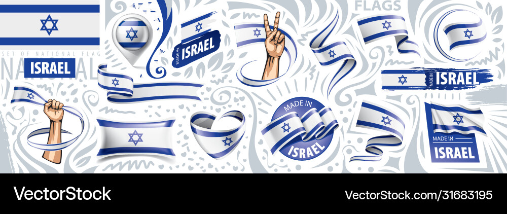 Set national flag israel Royalty Free Vector Image