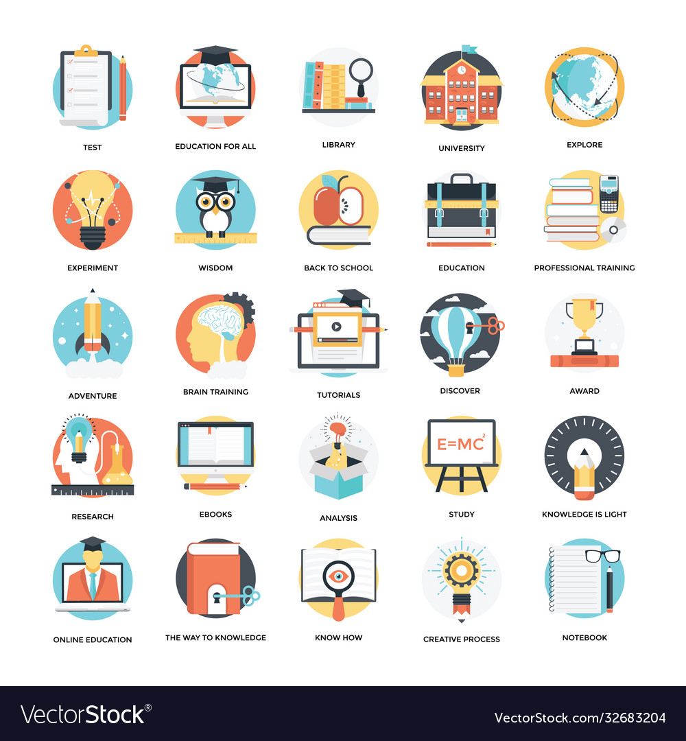 Education and knowledge icons 1 Royalty Free Vector Image