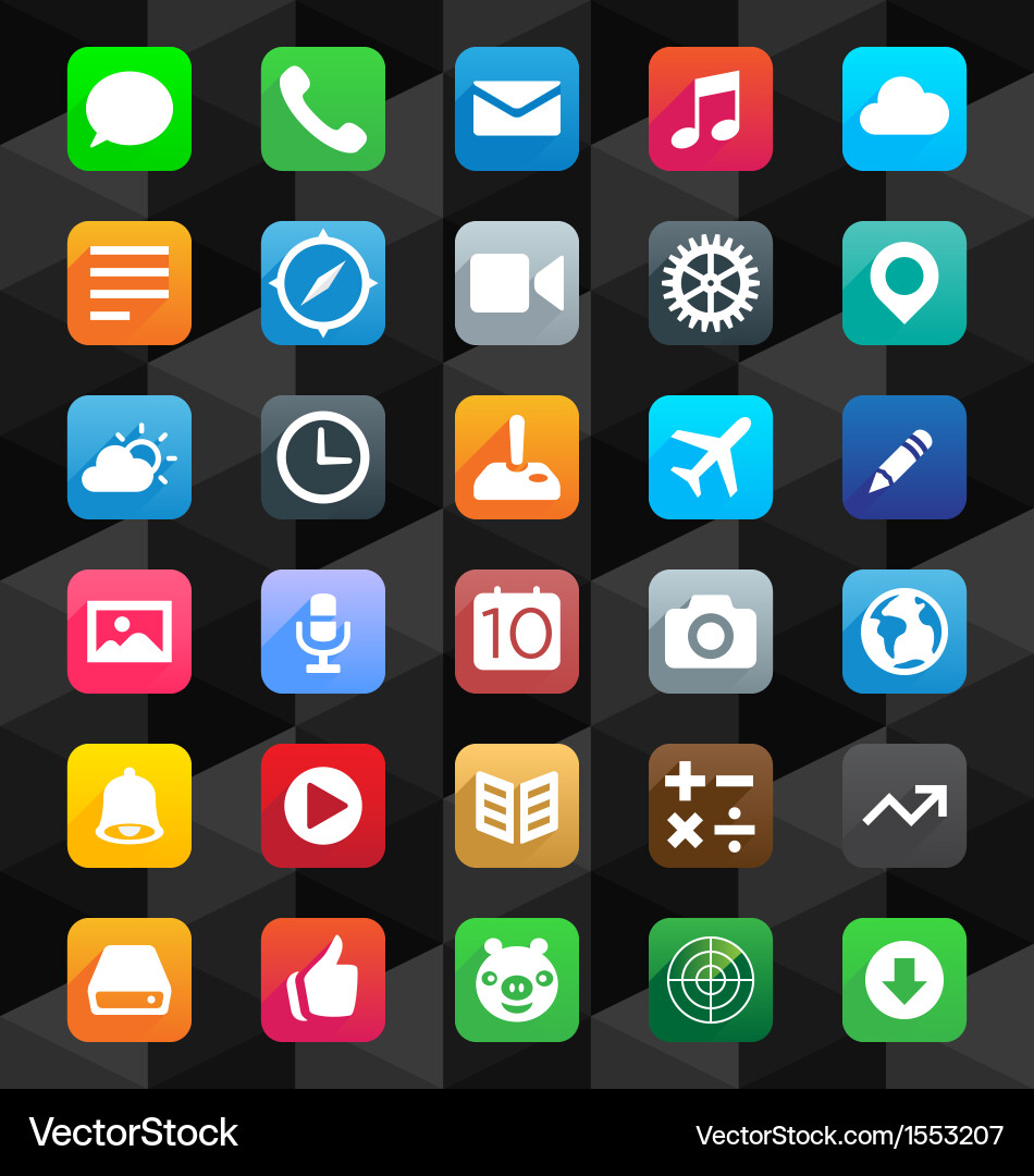 Flat App Icons Royalty Free Vector Image - VectorStock