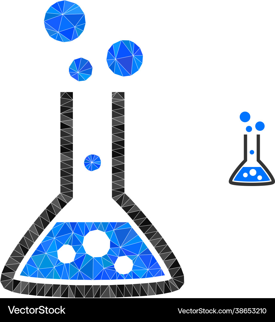 Reaction flask triangle lowpoly flat icon Vector Image