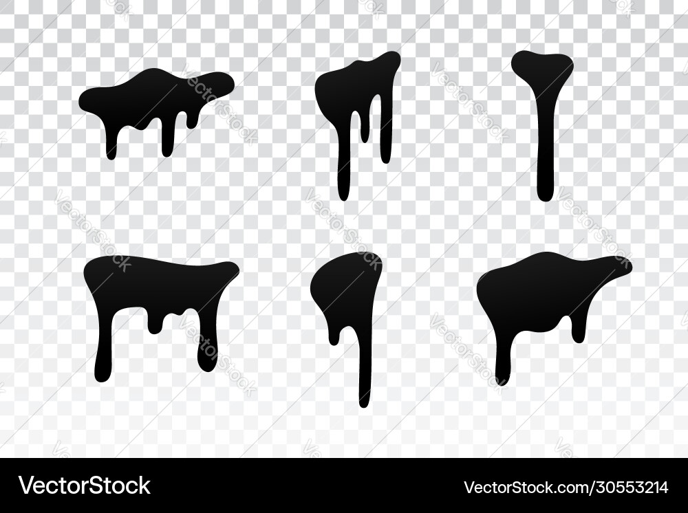 Drip paint set ink stain drop melt liquid Vector Image