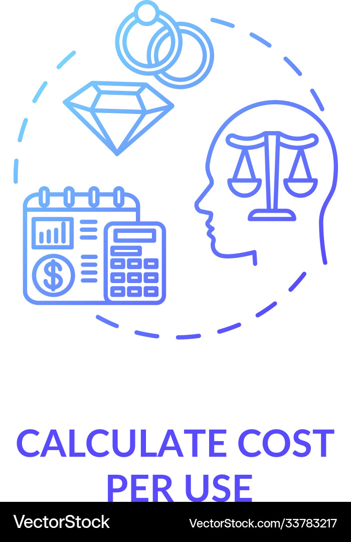 Calculate cost per use concept icon Royalty Free Vector