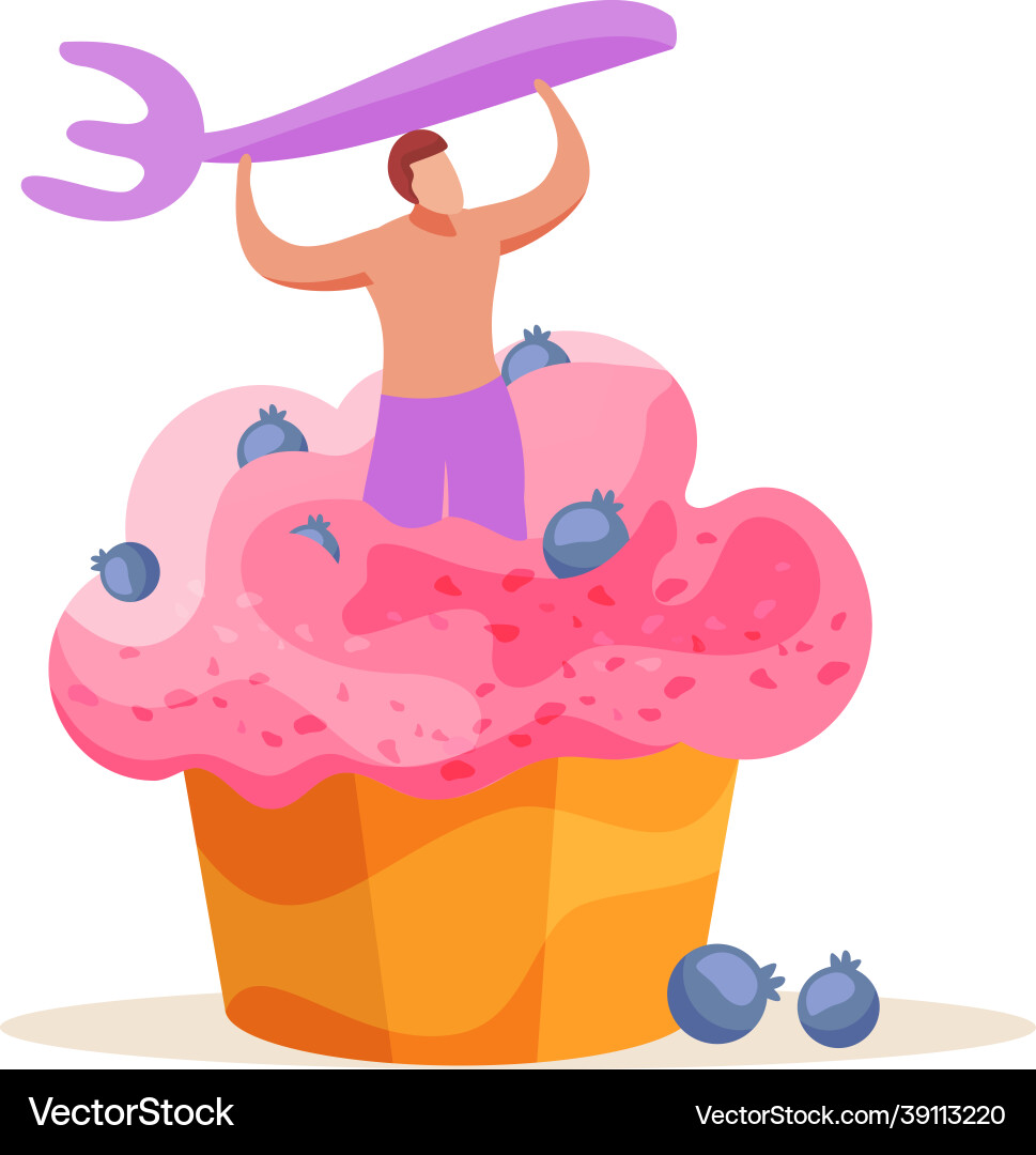 Man in cupcake composition Royalty Free Vector Image