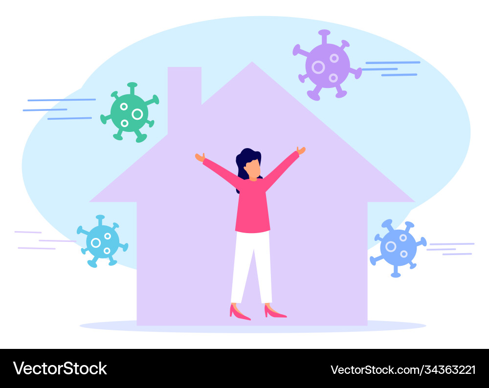Graphic cartoon character stay at home Royalty Free Vector