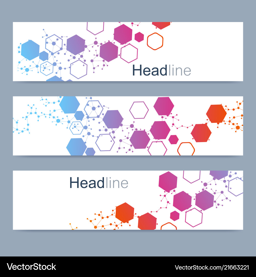 Scientific set of modern banners dna Royalty Free Vector