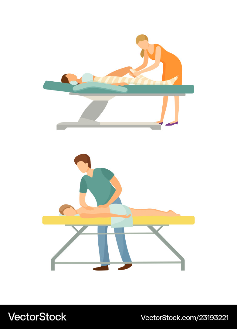 Spa salon body wrap procedure massage masseur Vector Image