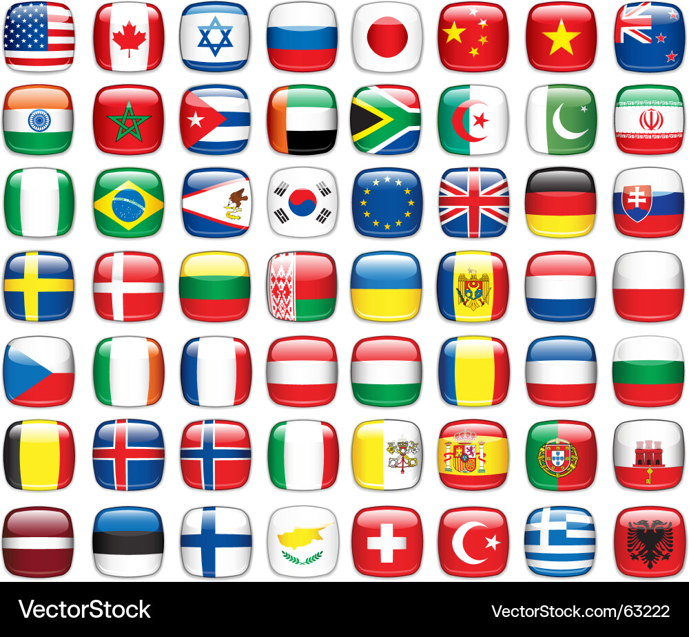 Set of world flags Royalty Free Vector Image - VectorStock