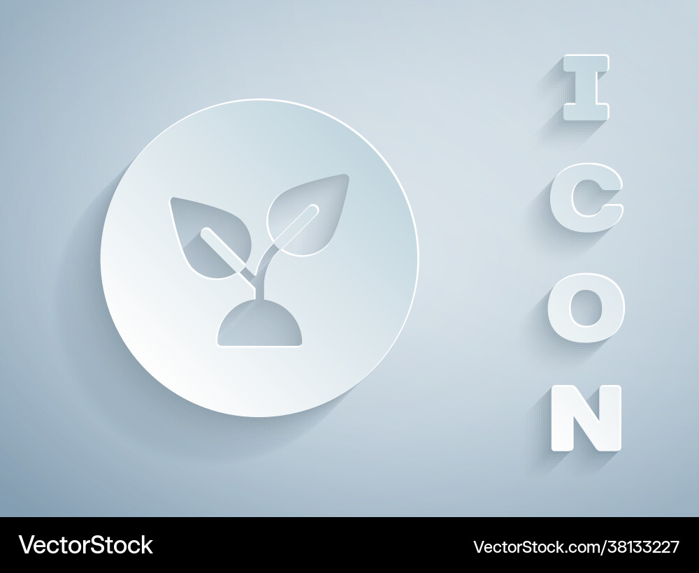 Paper cut plant based icon isolated on grey Vector Image