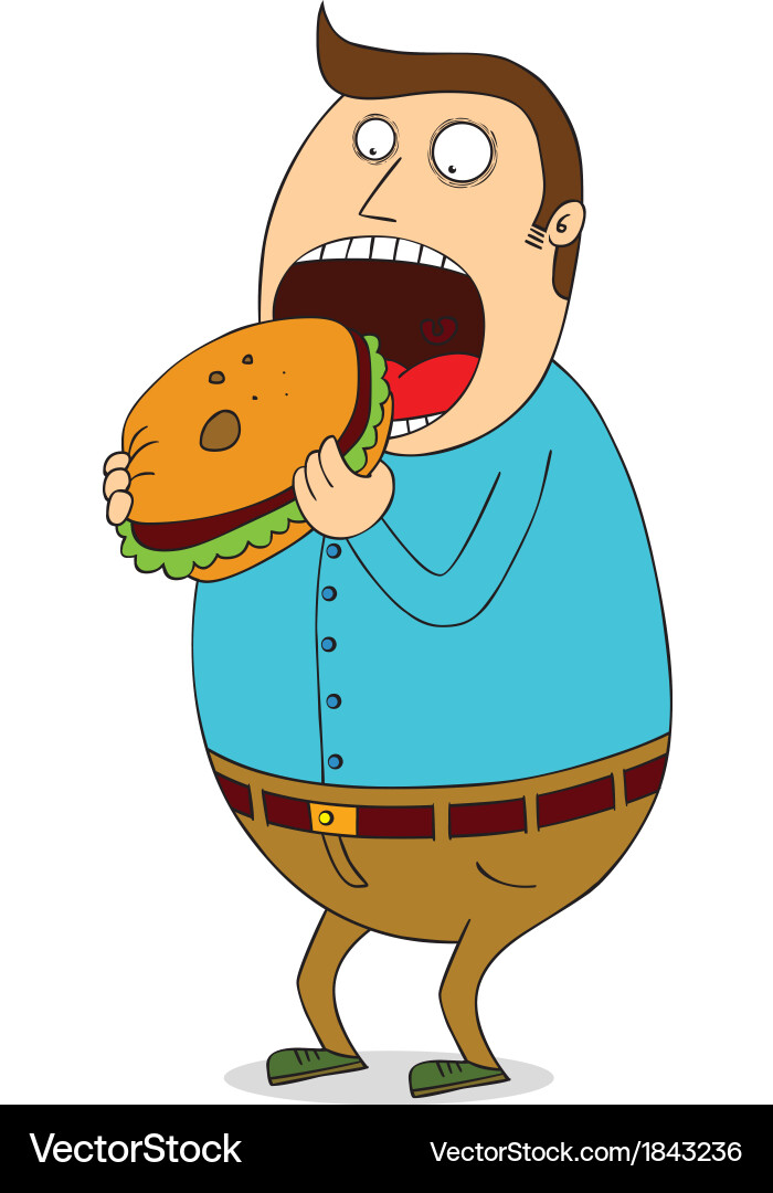 Man eating burger Royalty Free Vector Image - VectorStock
