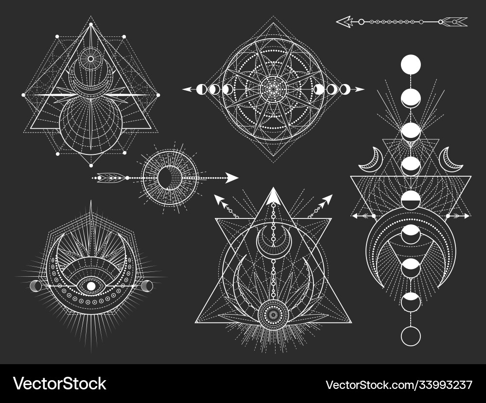 Set sacred geometric symbols and figures Vector Image