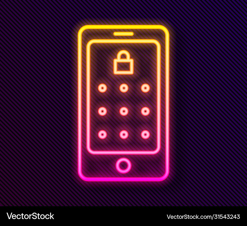 Glowing neon line mobile phone and graphic Vector Image