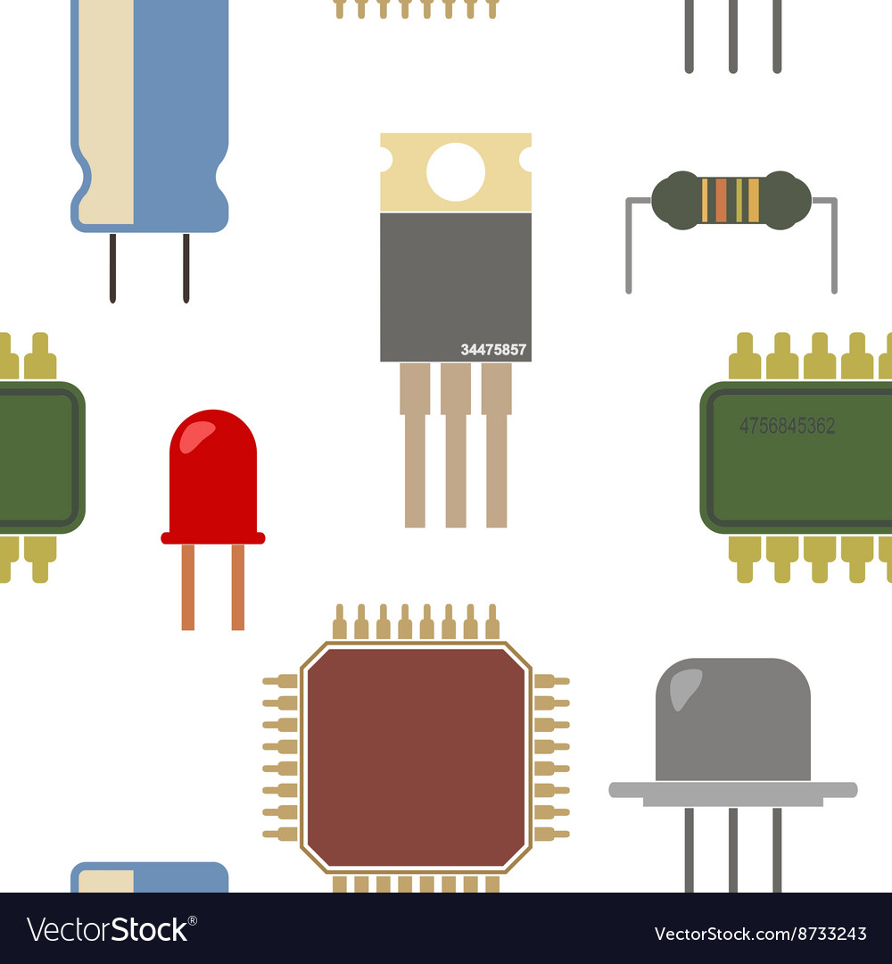 Seamless background with electronic components Vector Image