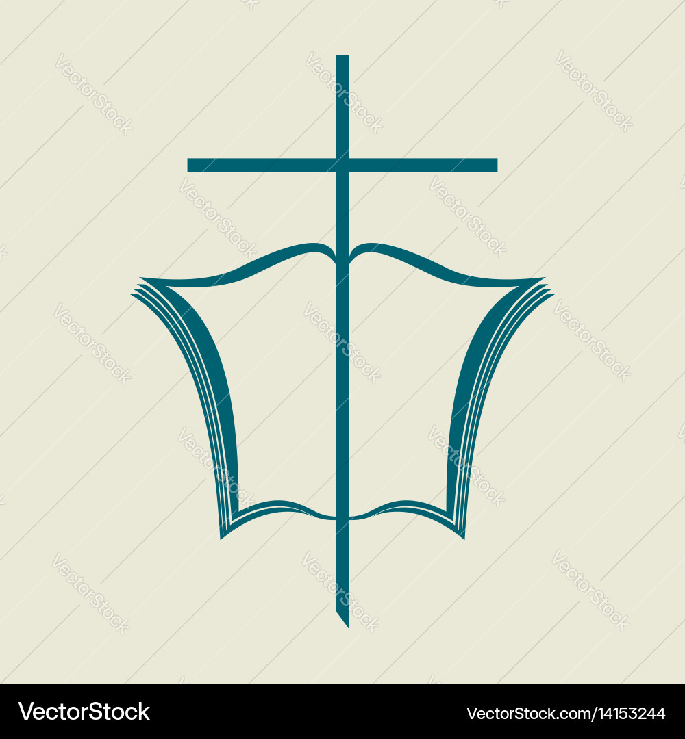 The open bible and the cross Royalty Free Vector Image - VectorStock