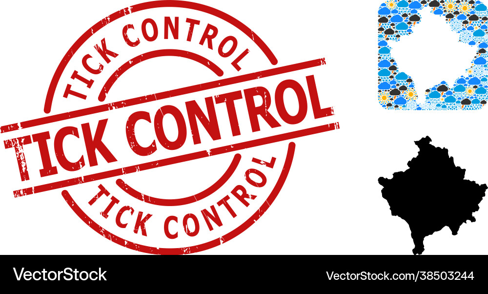 Textured tick control badge and stencil climate Vector Image