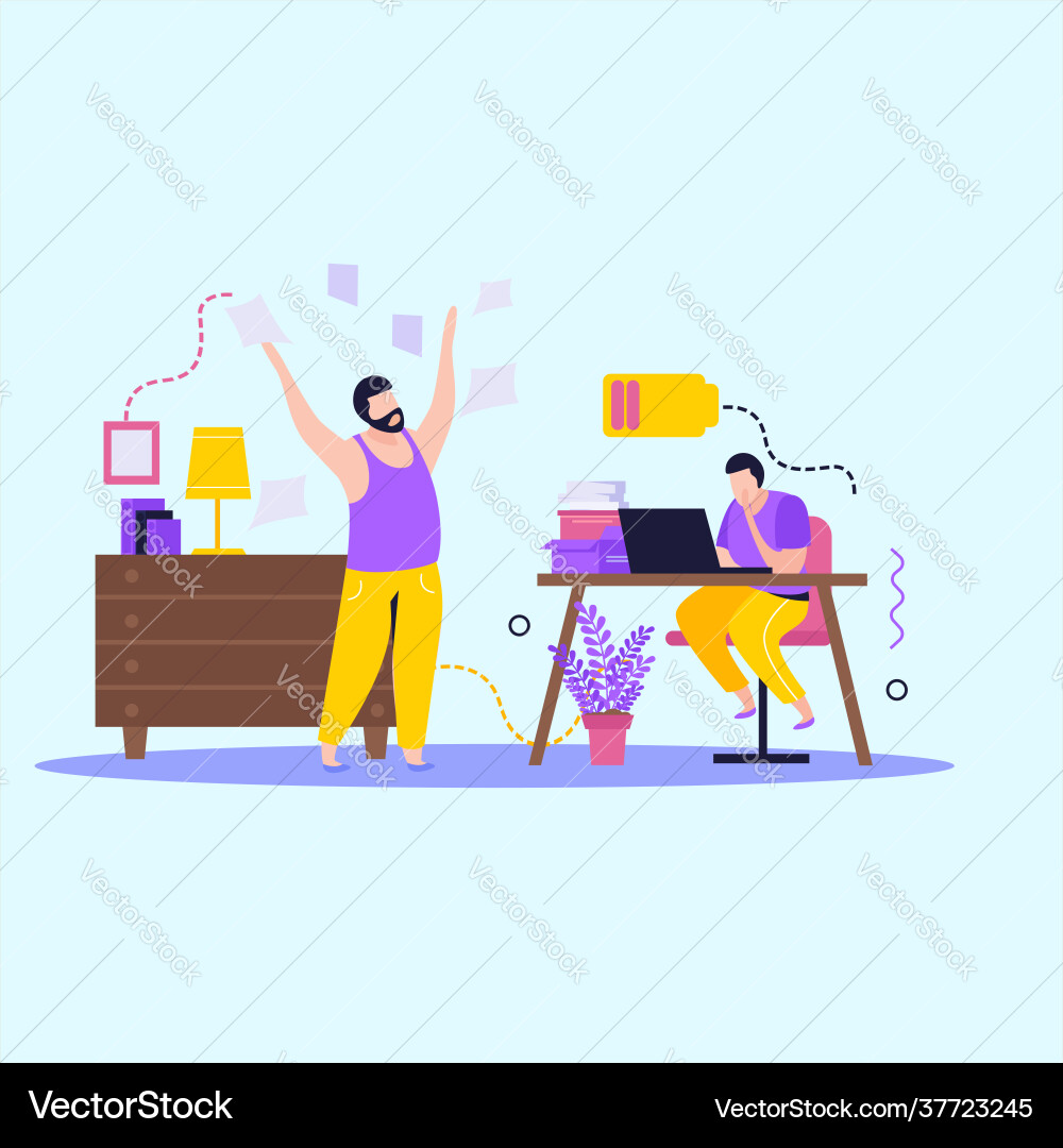 Low energy people with energy problem Royalty Free Vector